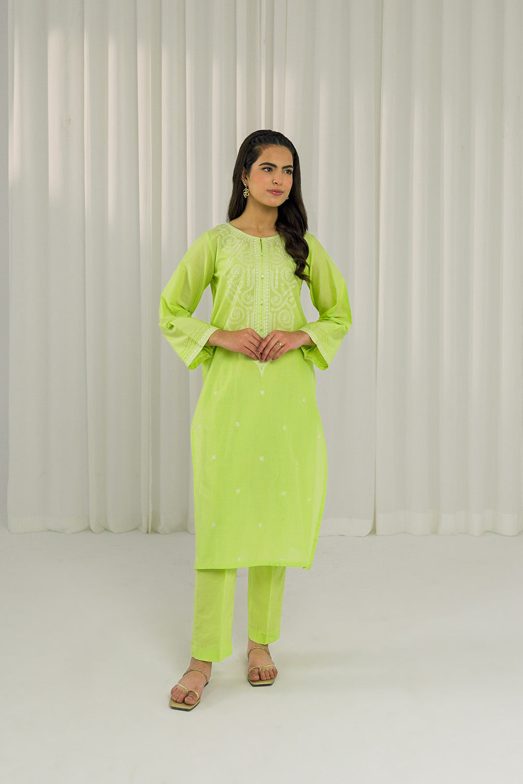 Chinyere Casual Pret - Embroidered Lawn Light lemon Suit
