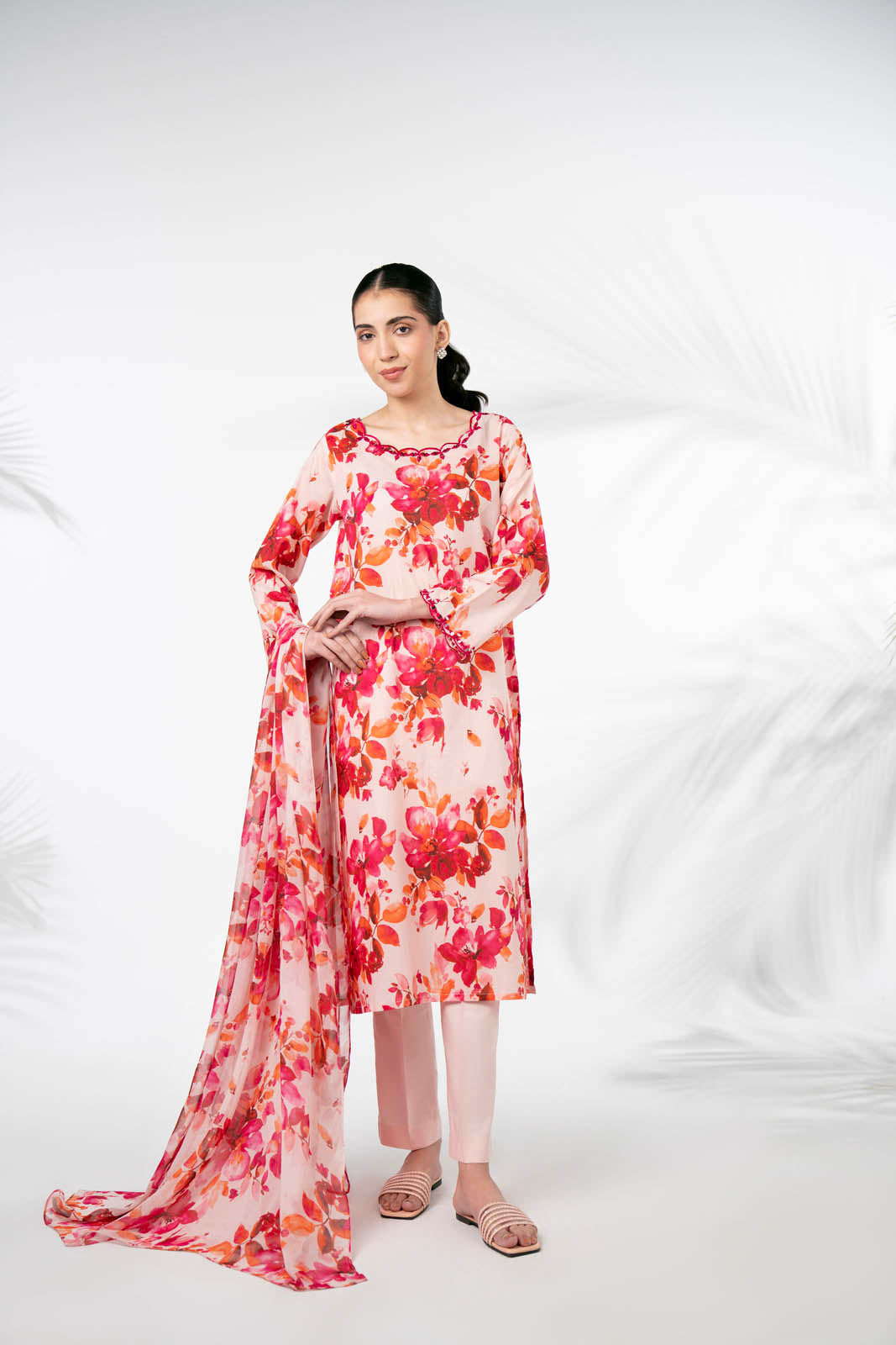 Chinyere Casual Pret - Printed Printed Lawn Powder pink Suit